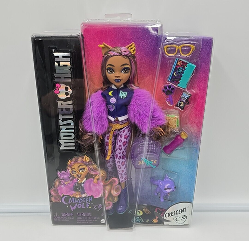 Monster High Clawdeen Wolf Doll with Pet Dog Crescent and Accessories Backpack | eBay