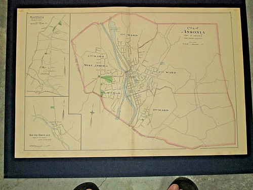 CITY OF ANSONIA, CT., MAP FROM THE 1893 HURD ATLAS, NOT A REPRINT. | eBay
