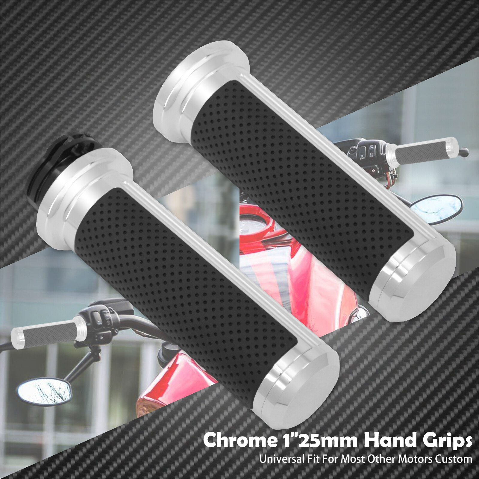 Motorcycle 1" Chrome Defiance Handlebar Hand Grips Fit For Harley ...