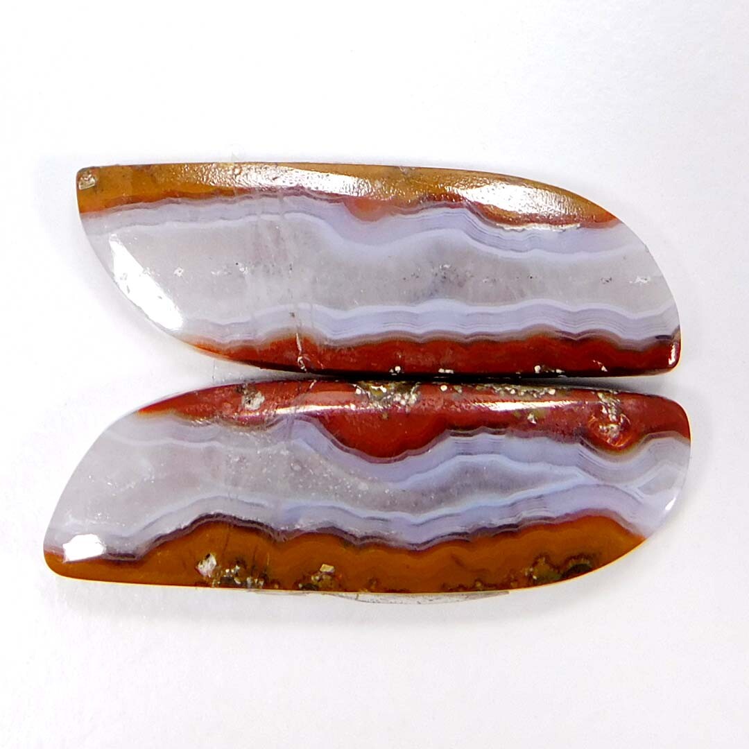 40.90Ct Morocco Seam Agate Pair Natural 35 X 12mm. Fancy Cabochon Loose ...