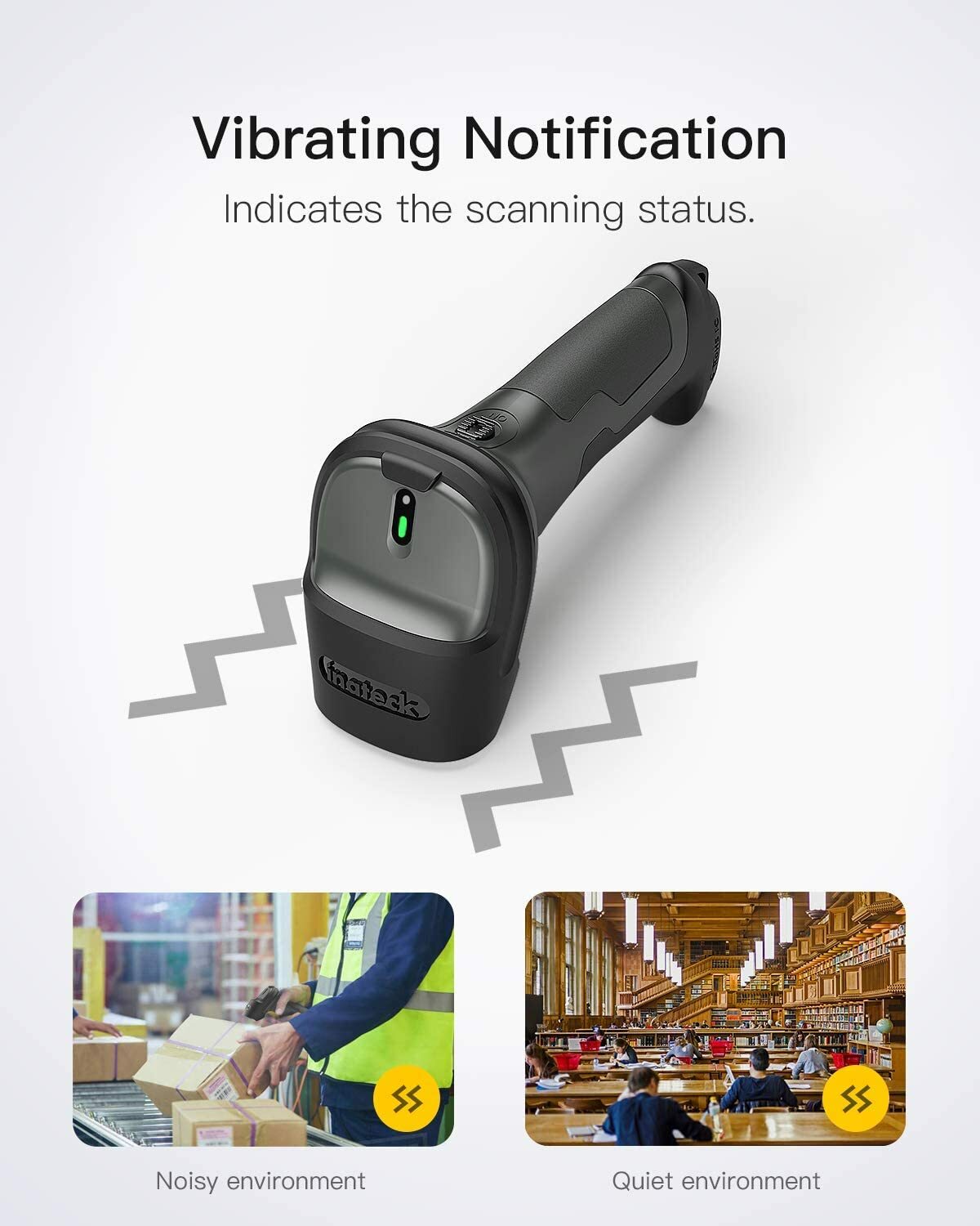 Inateck 1D Wireless Bluetooth Barcode Scanner Reader Gun Anti Shock ...