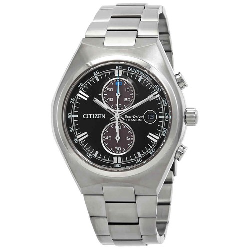 Citizen Super Titanium Chronograph Eco-Drive Black Dial Men's Watch ...