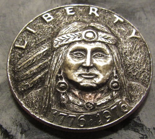 Deep Carved Hobo Nickel. 1976 Eisenhower Dollar, Native American Indian ...