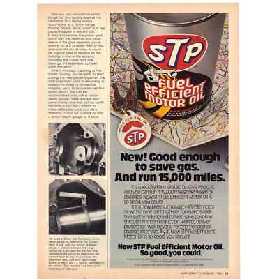 Vintage 1980's Print Ad for STP Fuel Efficient Motor Oil | eBay