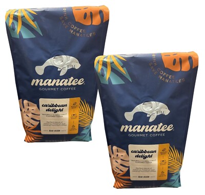 2 Packs Manatee Gourmet Coffee Caribbean Delight Whole Bean Coffee ...