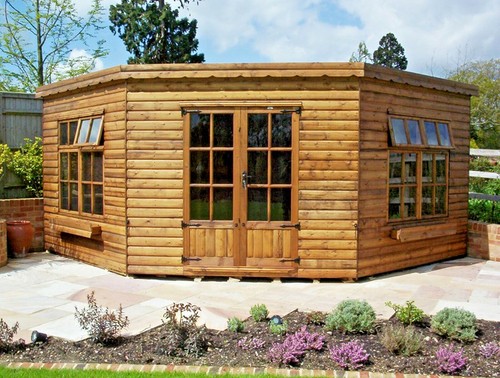 15x15ft Corner Log Cabin, 18mm Loglap | eBay UK