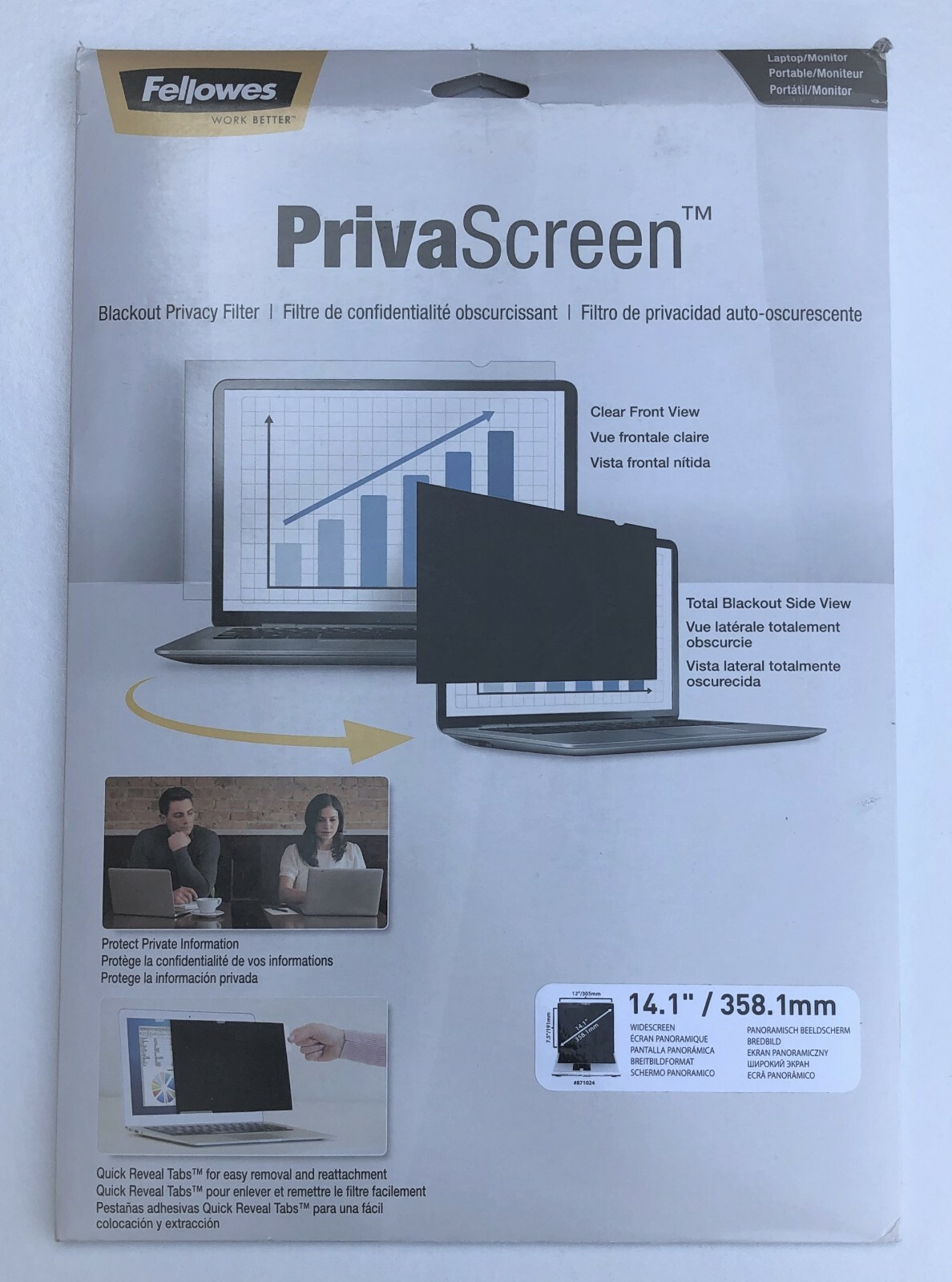 Fellowes PrivaScreen 14.1" Privacy Filter Blackout Display - NEW ...
