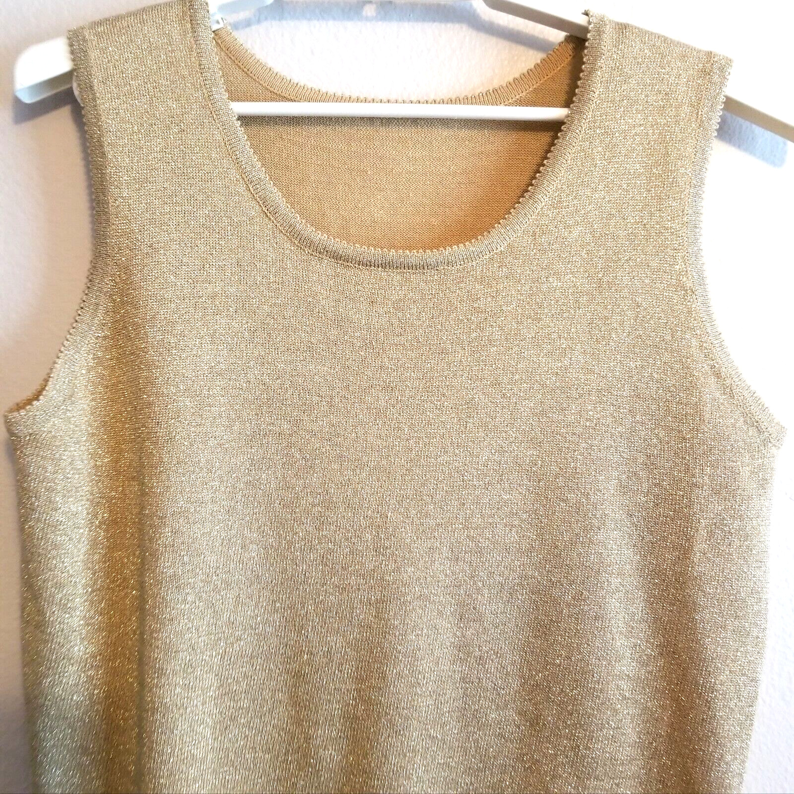 Gold Knit Vest Shimmery Lurex MED Academia Pullover V… - Gem