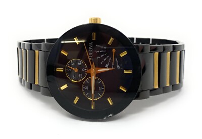 Bulova 98C124 Modern Men's Black & Gold Chronograph S. Steel Watch ...