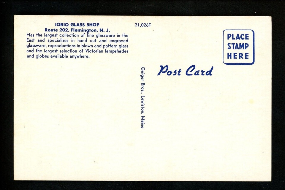 New Jersey NJ postcard Flemington, Iorio Glass Shop | eBay