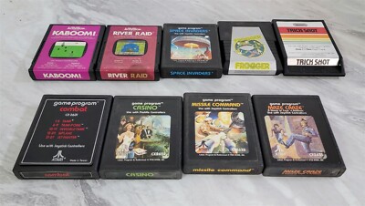 A-936 VINTAGE ATARI 2600 GAME LOT FROGGER RIVER RAID MAZE CRAZE COMBAT ...