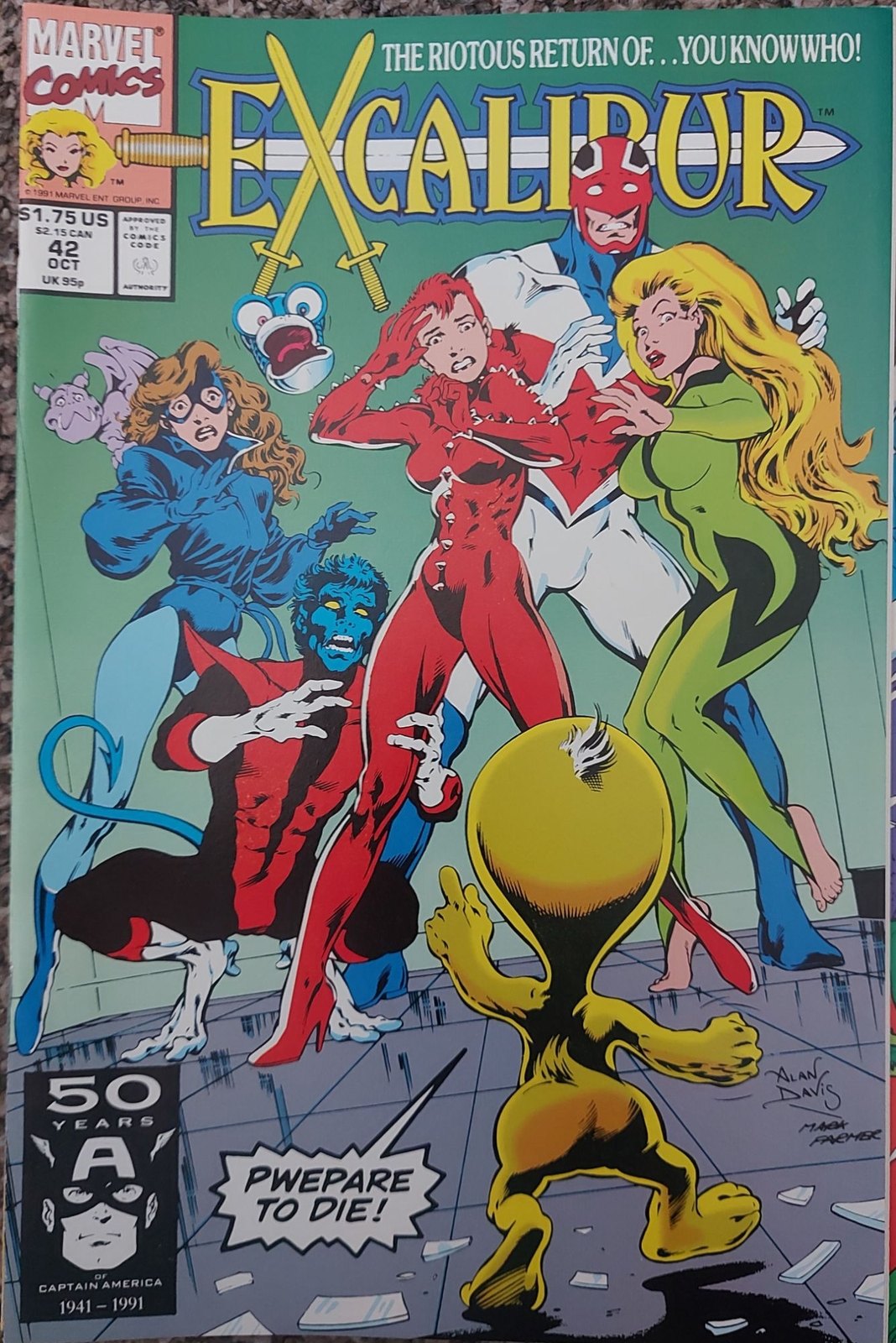 Excalibur #42 Vol. 1 Marvel Comics, Kitty Pryde and Captain Britain ...