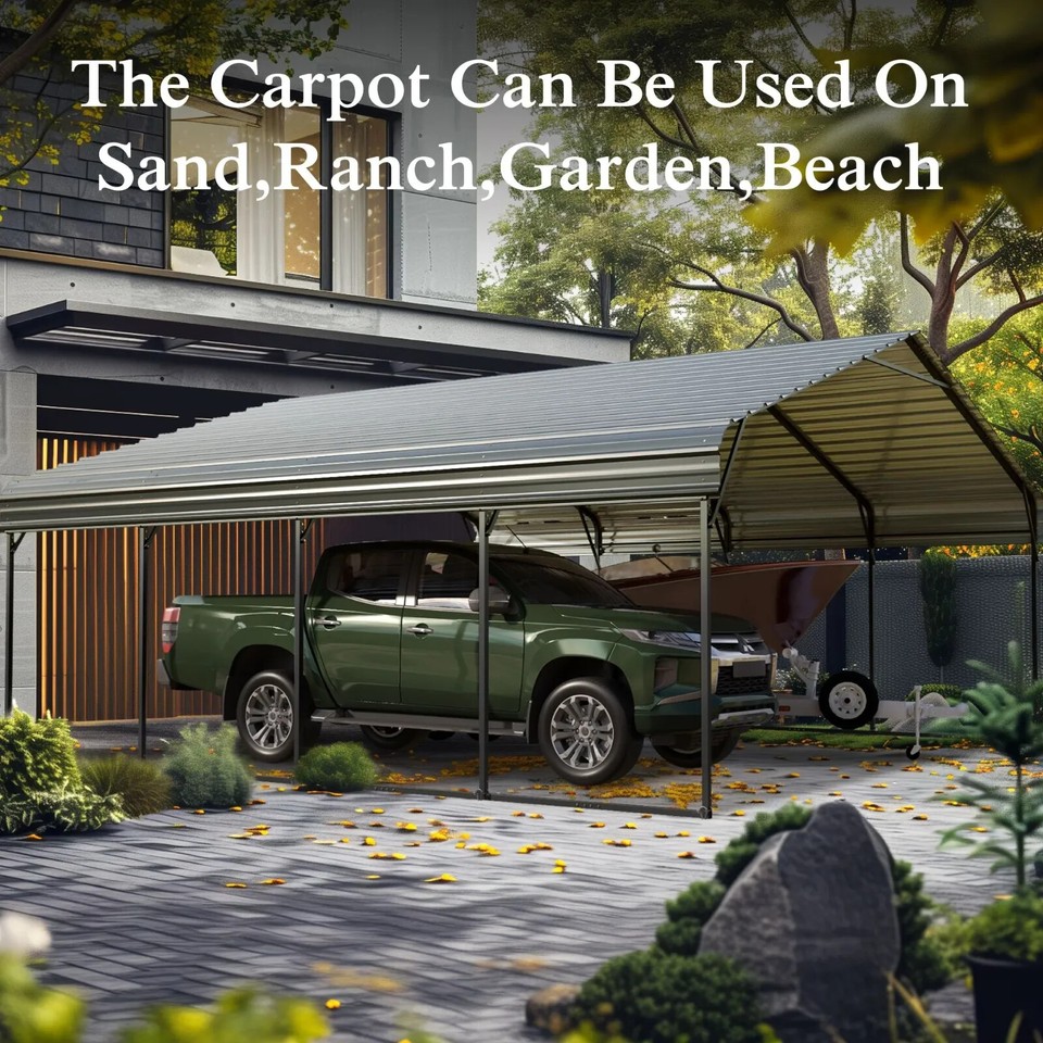 Heavy Duty Car Canopy Outdoor Carport Cover Metal Car Port with ...