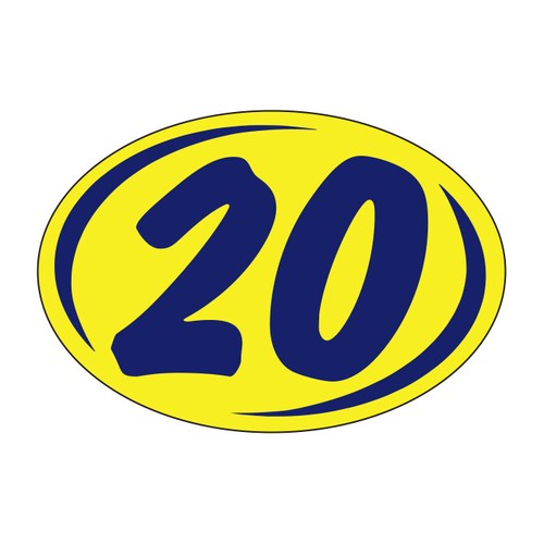 2 DIGIT SMALL OVAL CAR DEALER WINDSHIELD STICKERS VINYL NUMBER DECALS ...