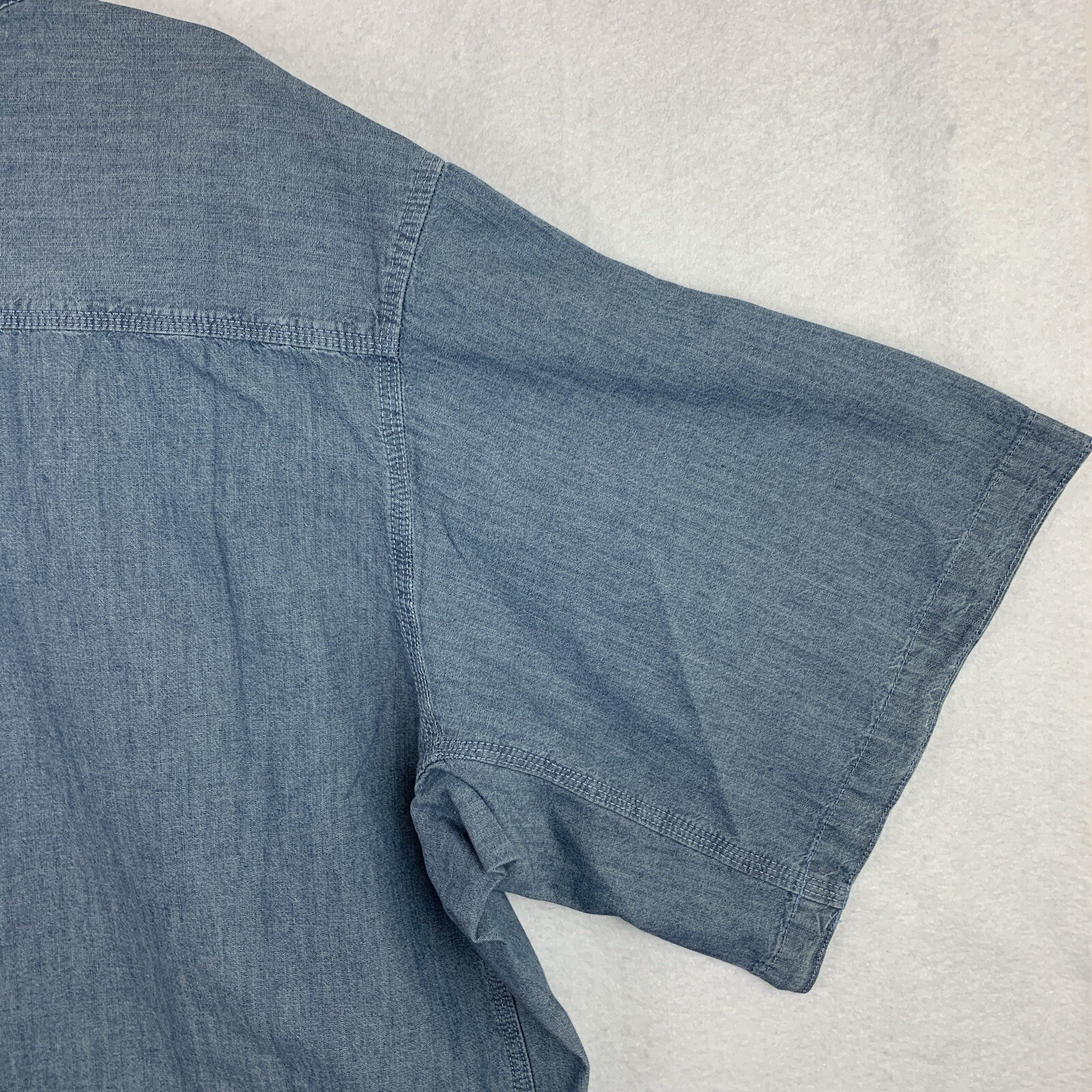 Wrangler Mens Shirt 3XT Riggs Workwear Denim Blue Short Sleeve Pocket ...