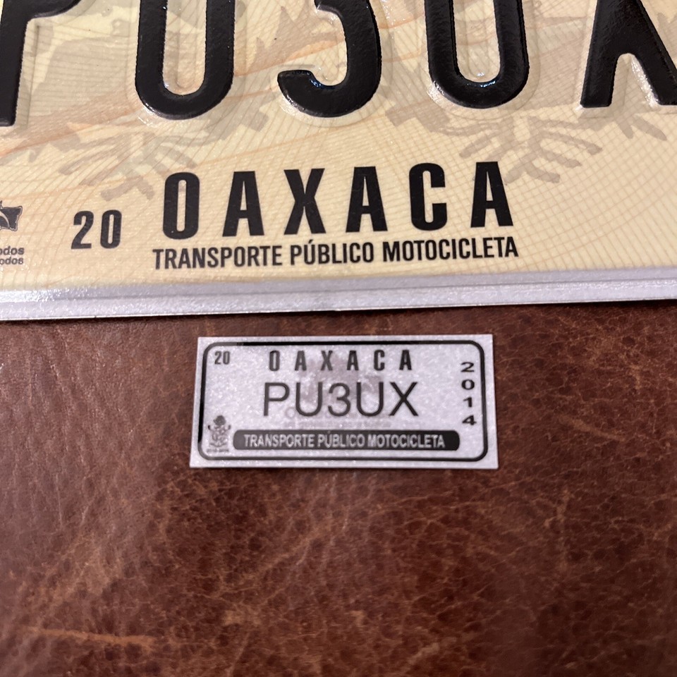 Mexican Mexico Motorcycle License Plate OAXACA Tag Mint With Sticker 🇲🇽 ...