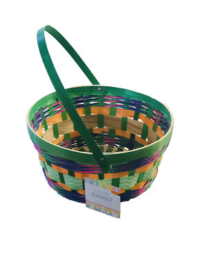 Wooden Pastel Multicolor Easter Decorative Basket W/Loose Handle 5 ...
