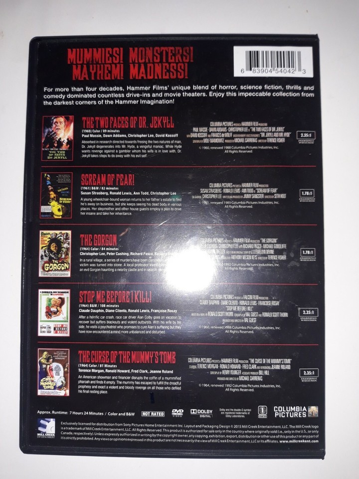 HAMMER HORROR FILMS COLLECTION 2 DVD set 5 films | eBay Australia