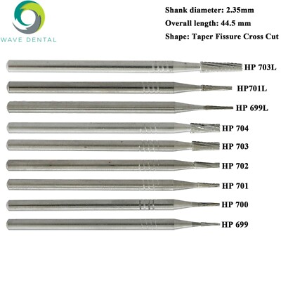 Wave Dental Carbide Burs For Straight Handpiece 2.35mm HP 698 701L 702 ...