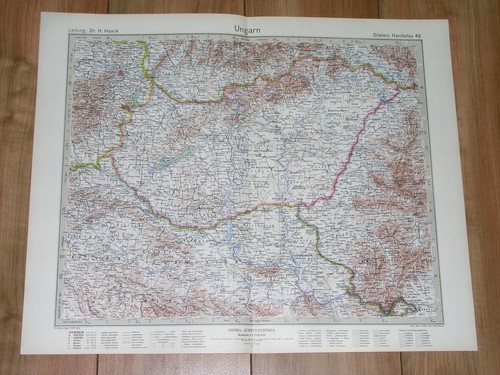1925 ORIGINAL VINTAGE MAP OF HUNGARY BUDAPEST ROMANIA SERBIA CROATIA ...