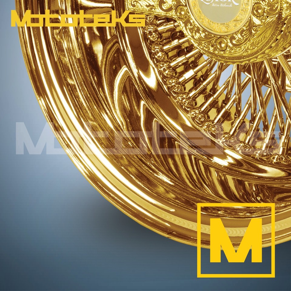 13X7 LUXOR WIRE WHEELS 100 STRAIGHT REV RIMS 24K ALL GOLD ENGRAVED SET ...