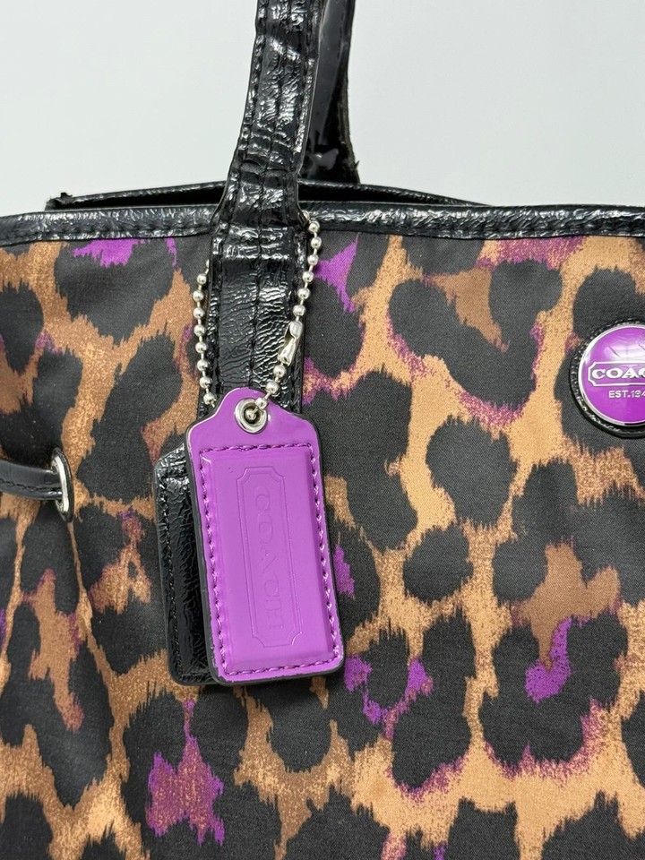 Coach Ocelot Tote Violet Purple Brown Black Animal Print | eBay