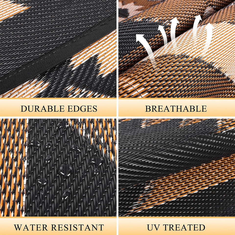 Outdoor Rug 5X8 Ft for Patios Waterproof Reversible Plastic Straw Rug ...