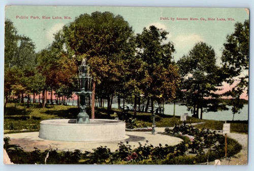 Rice Lake Wisconsin WI Postcard Public Park Exterior View c1910 Vintage ...