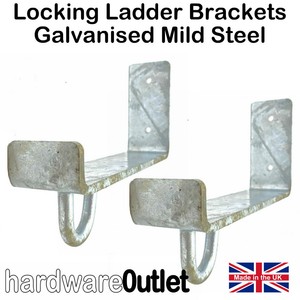 1 Pair Locking Ladder BRACKETS - 50 x 6 mm Thick Mild Steel Heavy Duty ...