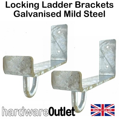 1 Pair Locking Ladder BRACKETS - 50 x 6 mm Thick Mild Steel Heavy Duty ...