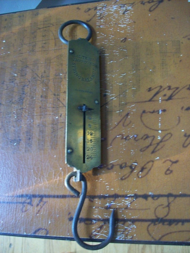 Vintage Salter's Improved Spring Balanced Brass / Metal 24lb. Fish ...
