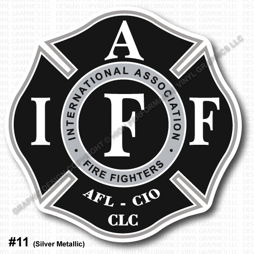 IAFF Firefighter HELMET Decal 2" Sticker Silver Metallic Blk Wht ...