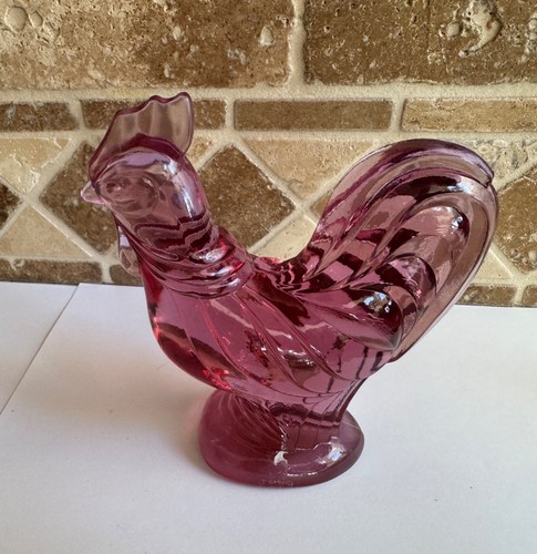 Rare Signed Archer 2000 Fenton Red Pink Rooster / Chicken 5” Tall ...