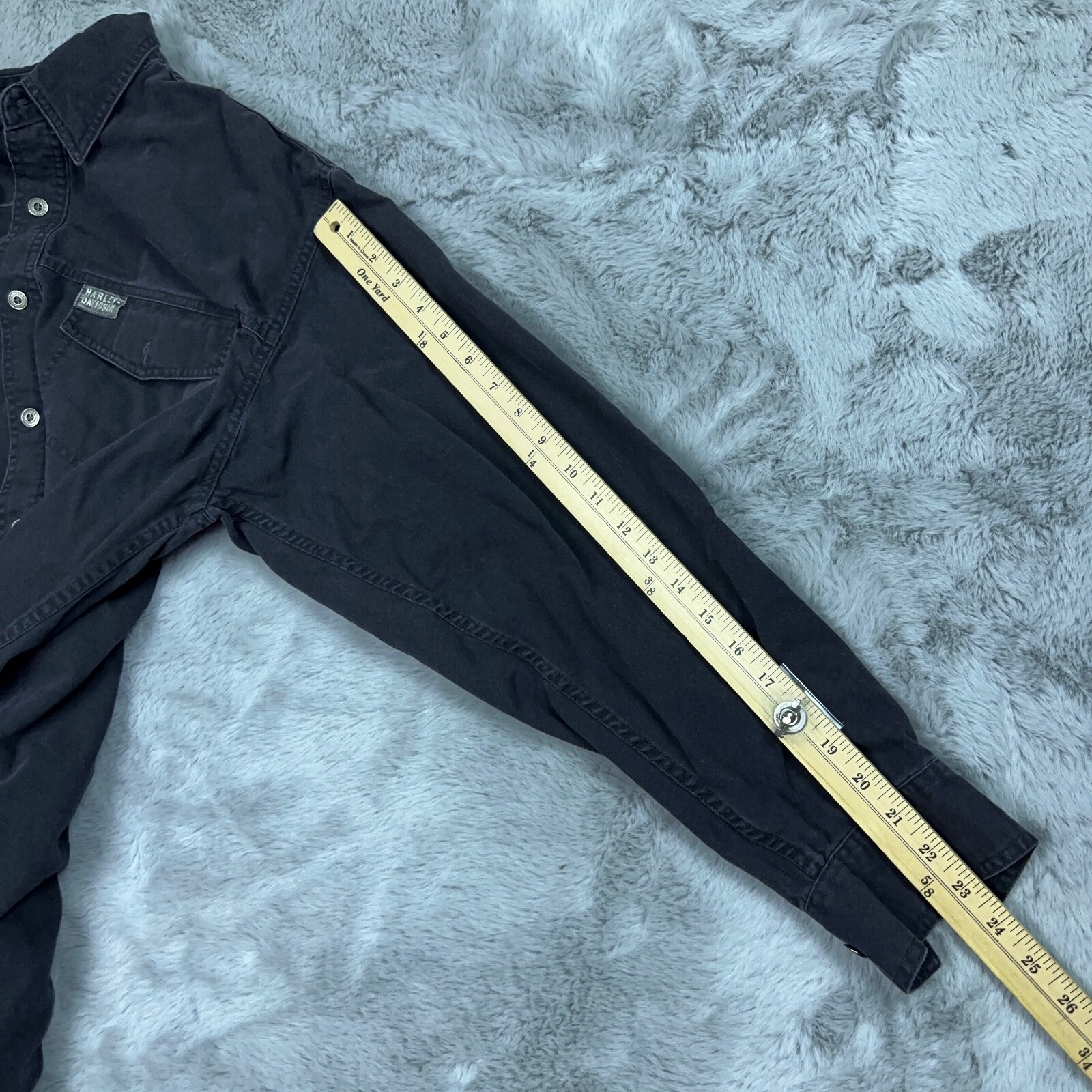 Harley Davidson Shirt Men Large Black Rip Stop Button Up Work Wear ...