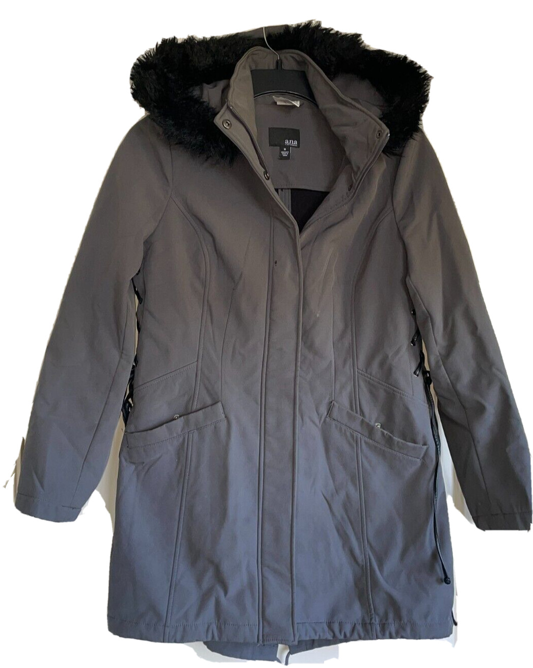 ANA a.n.a Hooded faux fur soft shell parka Jacket M G… - Gem