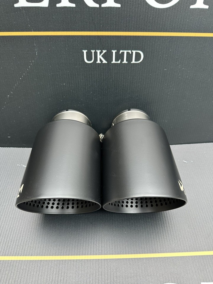 2 X 4” STAINLESS STEEL 304 MATT BLACK AKRAPOVIC EXHAUST TIPS UNIVERSAL ...