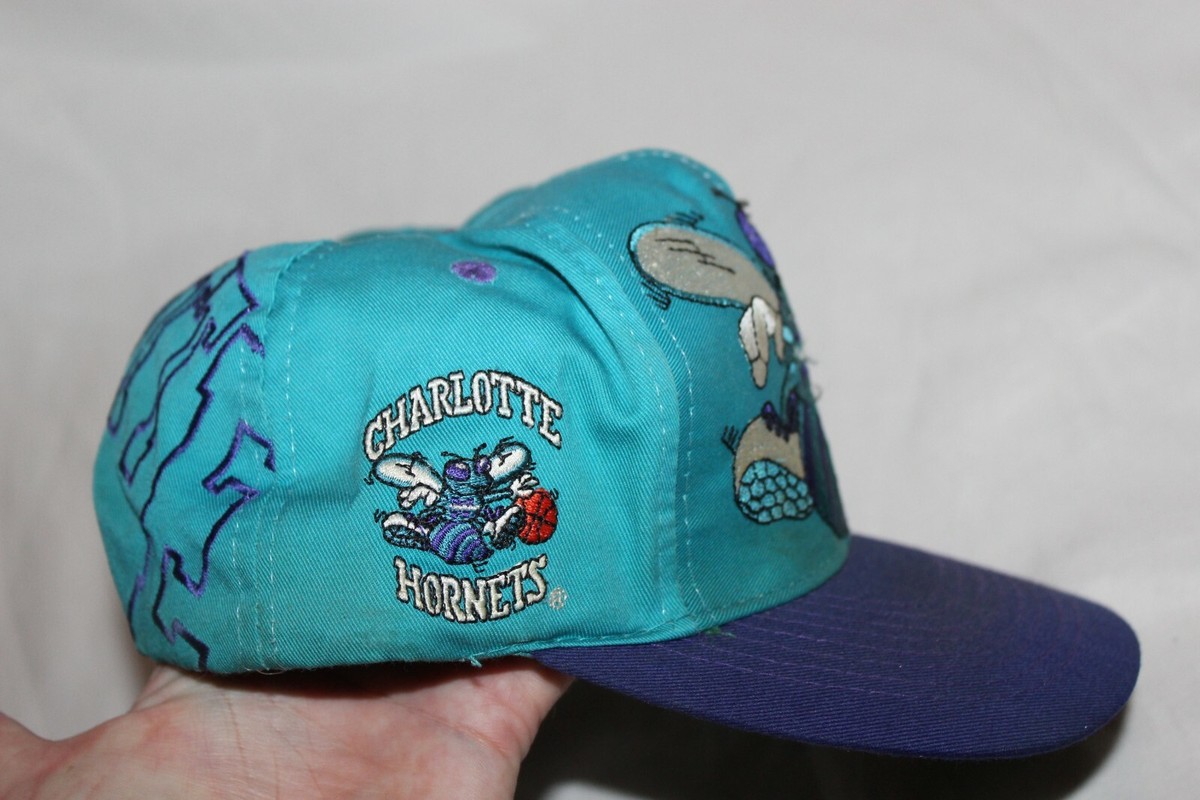 Vintage Charlotte Hornets Logo Athletic Snapback Hat 90s Vintage Charlotte Hornets Logo Athletic Snapback Hat 90s