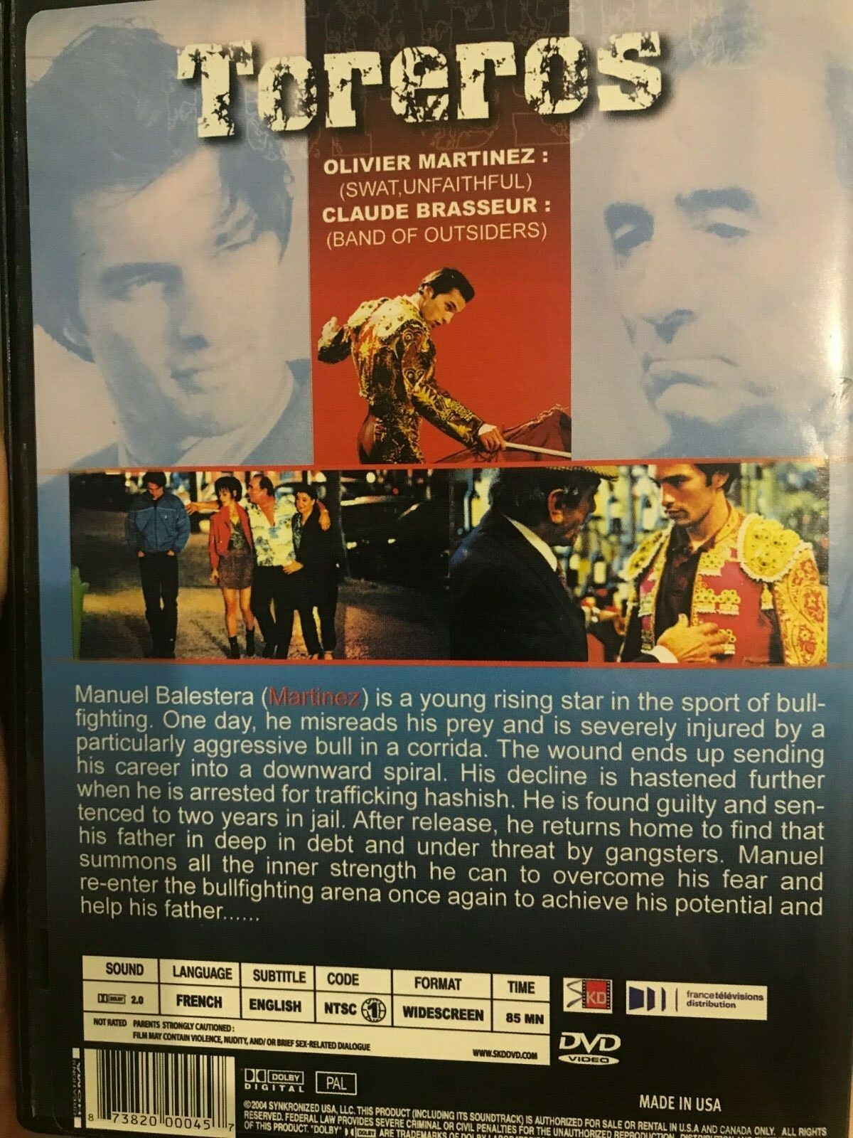 Toreros region 1 DVD (2000 Olivier Martinez French language drama movie ...