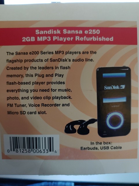 SanDisk Sansa e250 Black ( 2 GB ) Digital Media Player for sale online ...