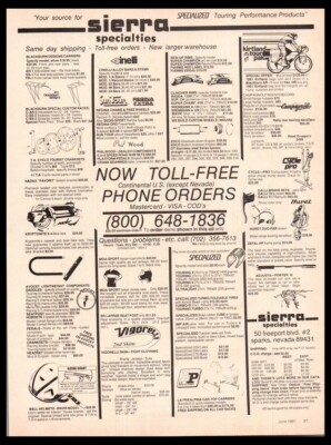 1981 Sierra Specialties Bike Mail Order Vintage Bicycle Print ad ...