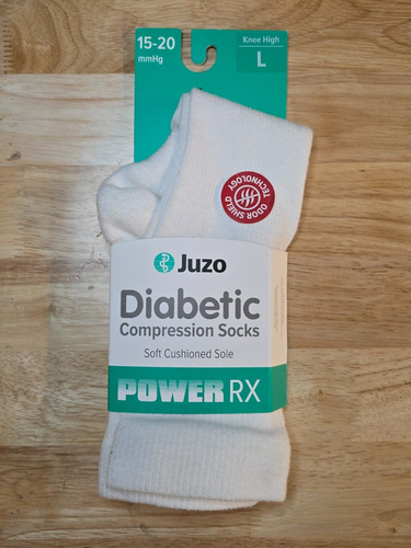 Juzo 2610 Power RX Diabetic Compression Socks - 15-20 mmHg White Large ...