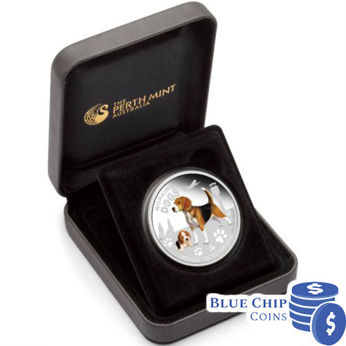 2011 $1 Working Dogs Beagle Detector Dog 1oz Silver Proof Coin NUMBERED ...