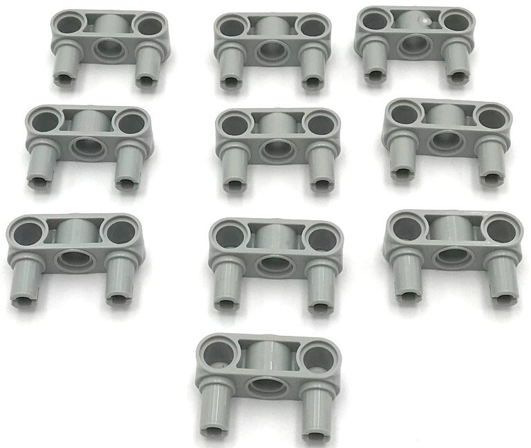 Lego 10 New Light Bluish Gray Technics Pin Connector Perpendicular 3L 2 ...