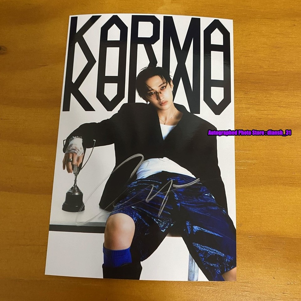 Stray Kids AUTOGRAPHED PHOTO - SKZ 4th Album [ KARMA ] HAND SIGNED ...