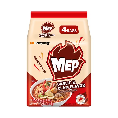 MEP Garlic and Clam Flavor, Instant Korean Ramen noodles, Spicy Ramyeon ...
