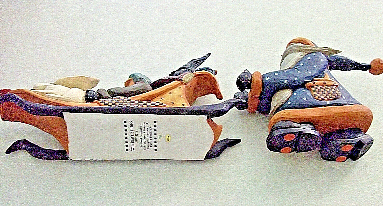 17" SANTA PUSHING SLED Boy Rabbit WILLIRAYE STUDIO 2 Pieces WW2215 ...