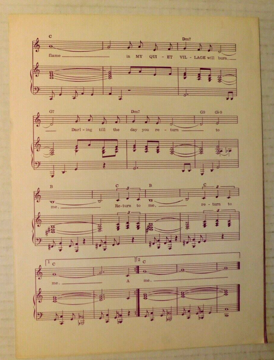 SHEET MUSIC Darla Hood "My Quiet Village" Raynote Records RR-26 © 1959 ...