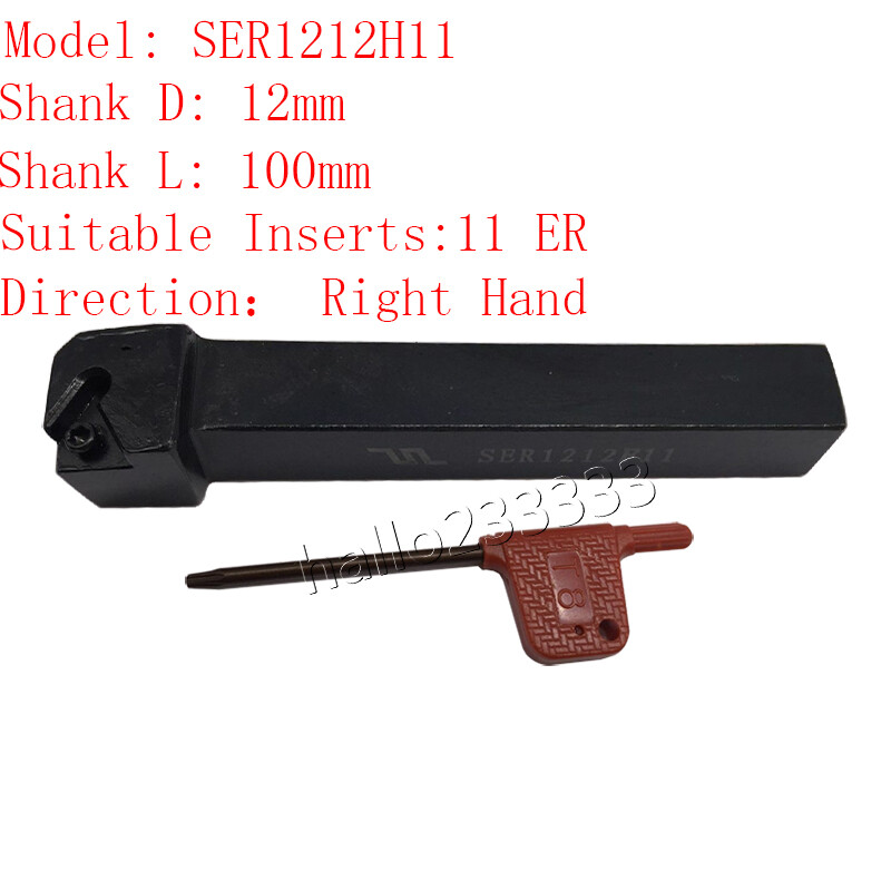 SER 1212H11 12×100 Lathe Threading Turning Tool for 11ER 1/4" A60 ...