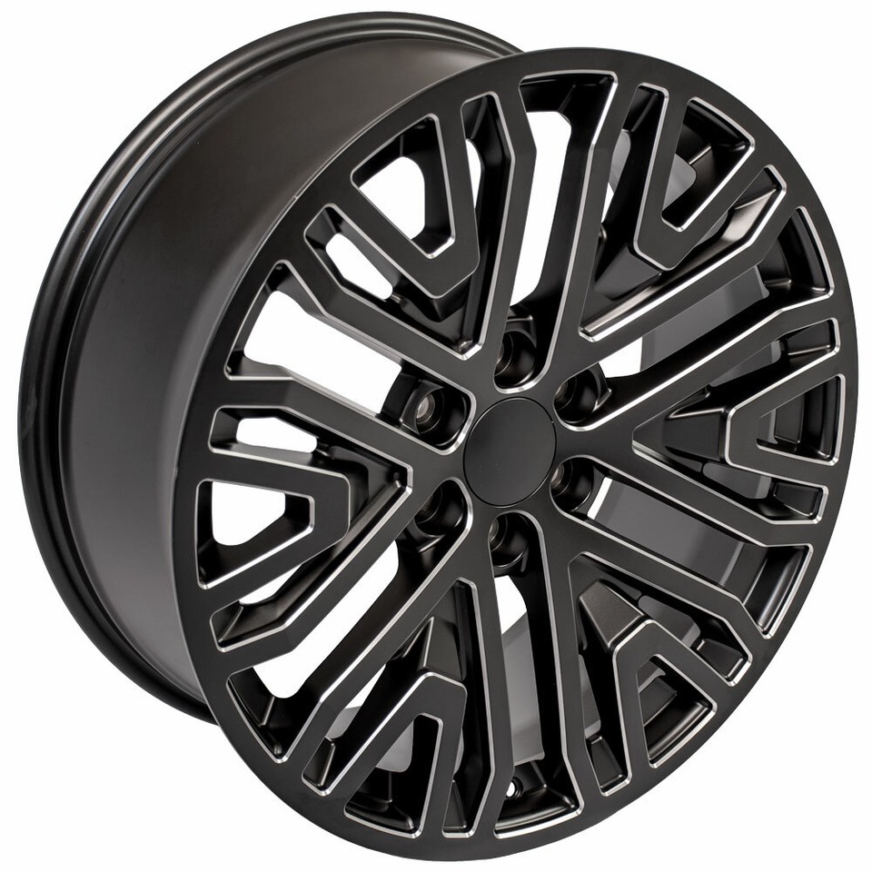 22" 84040799 Wheels fit GMC Sierra Black Milled Edge CV37 SET | eBay