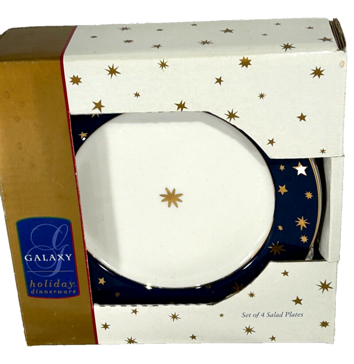 Galaxy Holiday Dinnerware Set Of 4 Salad Plates Blue 14k Gold 8 1/2” | eBay